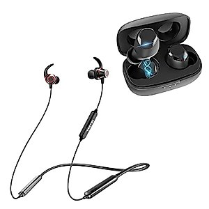 Tecno Wireless Bluetooth Headphones with Microphone B1 & True Wireless Earbuds with Microphone BDE01