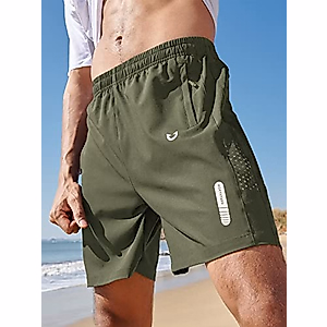 NORTHYARD Men's Athletic Hiking Shorts Quick Dry Workout Shorts 7"/ 9"/ 5" Lightweight Sports Gym Running Shorts Basketball Exercise ArmyGreen M