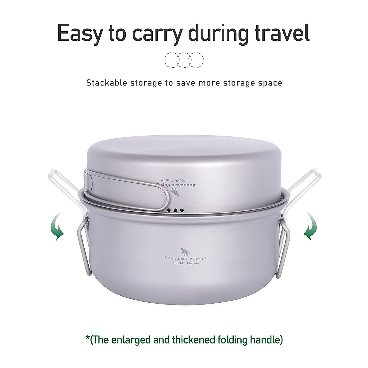 iBasingo 1.8L Titanium Steamer Stockpot Frying Pan Set Ultralight Outdoor Camping Pot Pan Set Portable Campfire Soup Hot Pot Cookware Backpacking Household Kitchen Cooking Kit Ti2101C