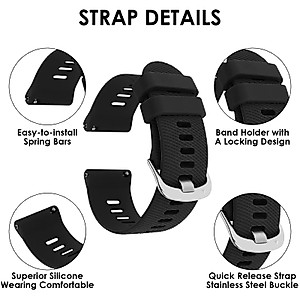 TIESOME Quick Release Silicone Watch Bands Replacement Rubber Watch Straps 18mm 20mm 22mm Smartwatches Bands for Men and Women Waterproof Sport Watchbands with 3 Colors (22mm, Black)