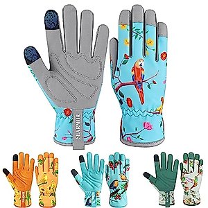 SLARMOR Gardening-Gloves for Women - Leather-Work-Gloves with Touch Screen for Weeding, Digging, Planting Pruning Yard Gloves -M