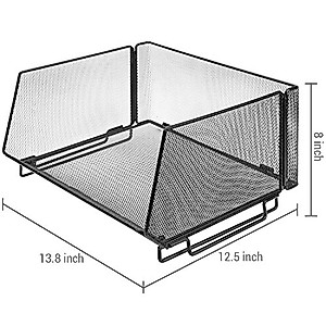 MyGift Deluxe Stackable Metal Wire Mesh Fruit & Produce Basket Rack, Kitchen Stacking Storage Bin, Set of 2