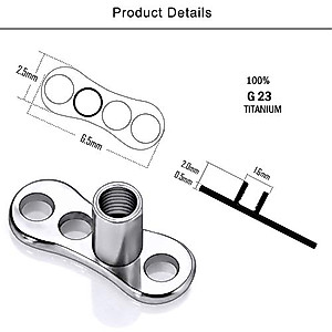 Lcolyoli 10PCS 14G Dermal Anchor Tops CZ/Opal/Ball Base G23 Titanium Microdermals Body Piercing Jewelry for Women Men Silver-tone 2mm