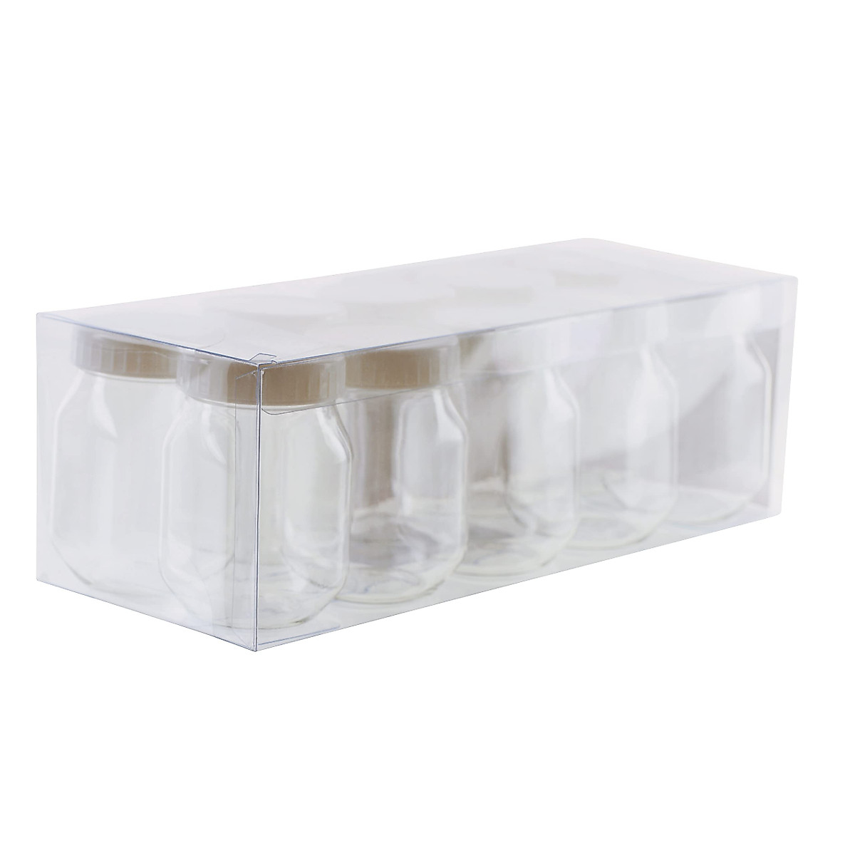 [40 Pack] 4 Oz Clear Plastic Mason Jars with Ribbed Liner Screw On Lids - Clear Plastic Containers with Lids Wide Mouth BPA Free, PET Plastic - Great for Baking, Pudding, Plastic Slime, Bulk Storage, Food Storage