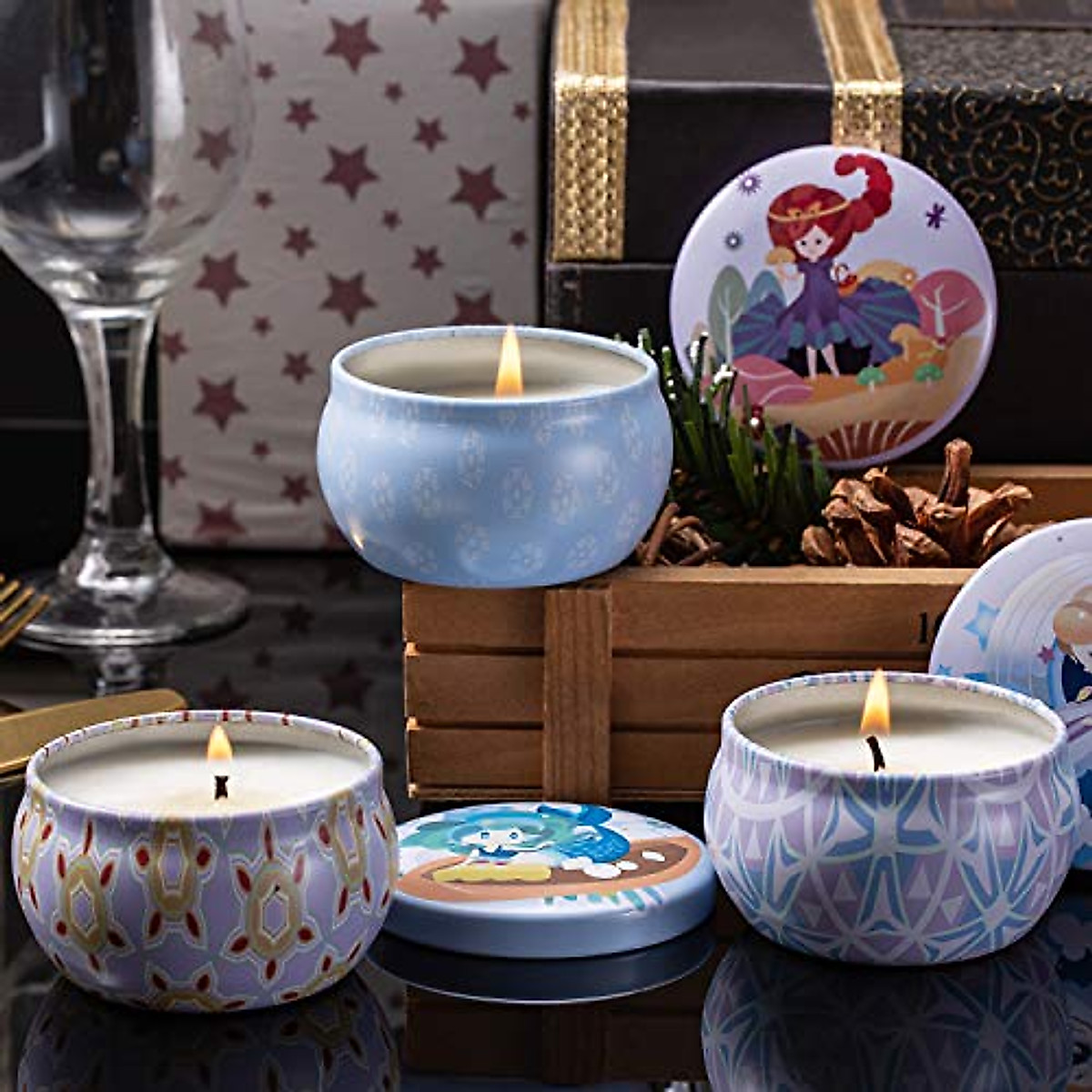 Bauhinia 12 Constellations Scented Candles Soy Wax Tin Candles, Natural Fragrance Candles for Stress Relief and Aromatherapy Candles Set of 12