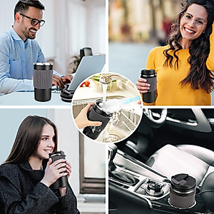 RNGODO Travel Coffee Mug - 450ml / 15oz Stainless Steel Insulated Coffee Tumbler with Leakproof Lid,Double Walled Insulated Vacuum Coffee Mug,Car Coffee Mug to Go for Coffee,Hot Cold Water Travel Mug