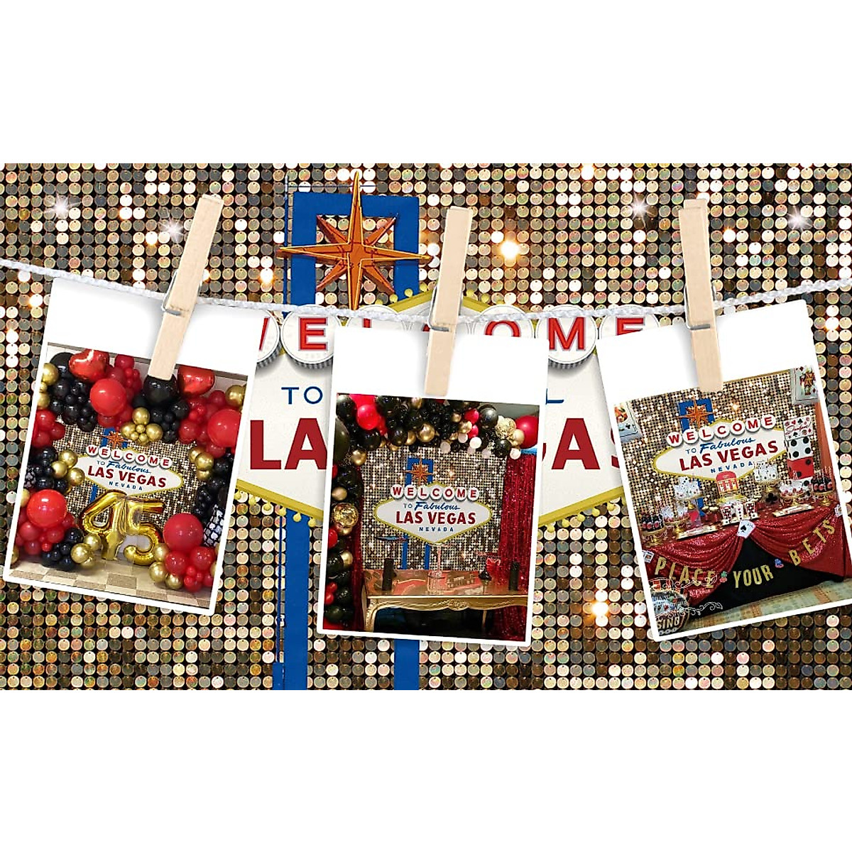 Cenven Welcome to Las Vegas Backdrop Fabulous Casino Night Poker Party Movie Themed Photography Background Gold Luxury Prom Costume Dress-up Birthday Party Supplies 7x5FT