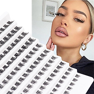 Fyonas Lash Clusters Fluffy Individual Lashes Cluster Eyelash Extensions 110 Pcs D Curl Manga Lashes Natural Look DIY Lash Extensions at Home Mix 8-16mm (Fairy)