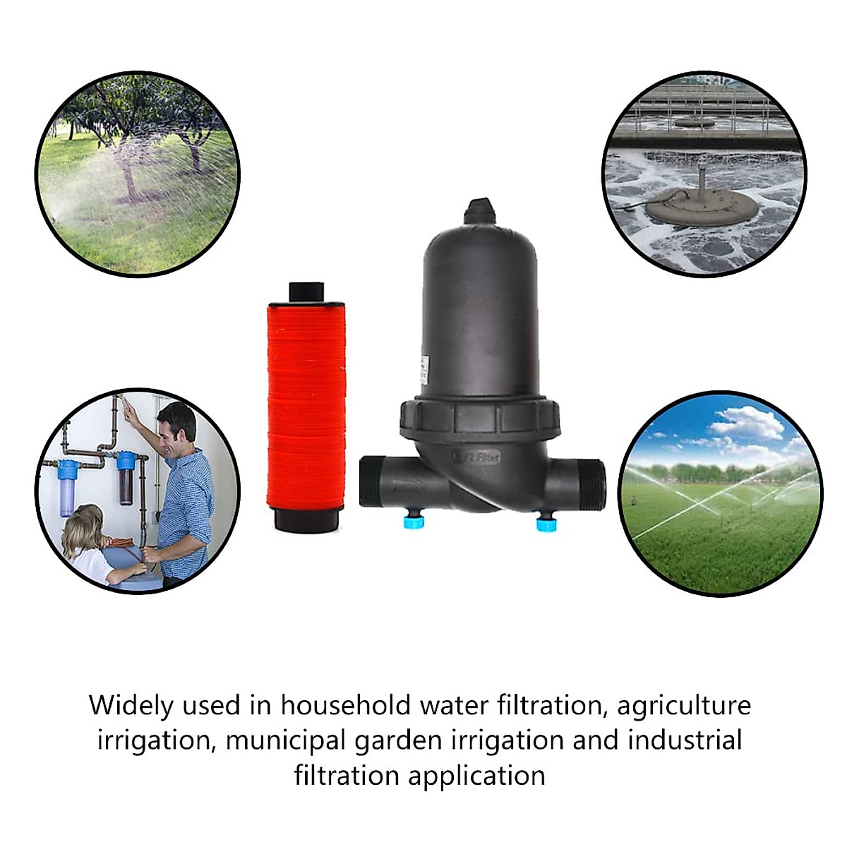 DEWIN Drip Irrigation Filter - 1'' Water Filter Disc Filter, 120 Mesh 130 Micron Level Drip Irrigation Accessory for Agriculture Garden Lawn Watering