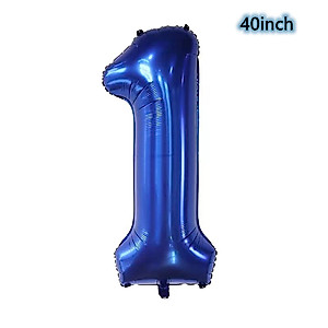 40 inch Navy Blue Crown Number 1 Balloons,Giant Large 1 Balloon, 1st Birthday Decoration Balloons ，Children's Birthday Party Baby Shower Decoration Supplies (Navy blue 1)