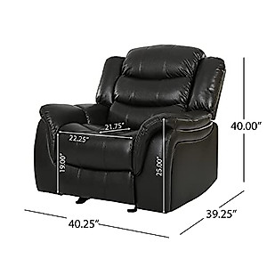 GDFStudio CHRISTOPHER KNIGHT HOME Great Deal Furniture Merit Black Leather Recliner/Glider Chair