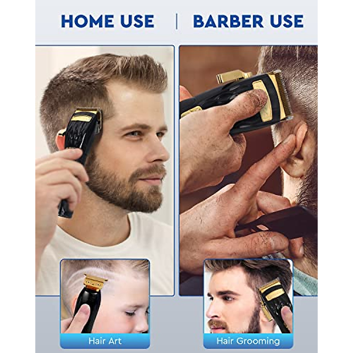 MOSMAOO Professional Hair Clippers and Hair Trimmer Combo Set for Men, Cordless Barber Clippers for Hair Cutting &Beard Trimmer with 5 Rotational Speeds and Adjustable Blade for Men, Women, and Kids
