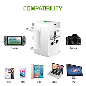 Travel Adapter, Universal All-In-One Worldwide International Travel Plug Converter-USA EU AUS/NZ UK Europe Asia And Works on All Country