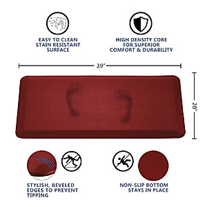 ComfiLife Anti Fatigue Floor Mat – 3/4 Inch Thick Perfect Kitchen Mat, Standing Desk Mat – Comfort at Home, Office, Garage – Durable – Stain Resistant – Non-Slip Bottom (20" x 39", Red)