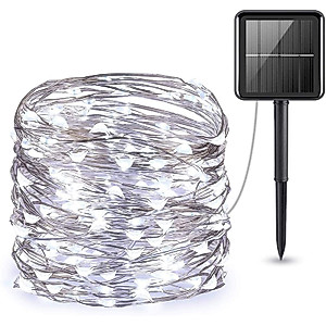 ZSMPY Fairy Lights LED Christmas Lights, Solar String Lights, Copper Wire Solar Garden Lights with 2 Modes, Waterproof Indoor/Outdoor Solar Lights for Tree, Garden, Home, Wedding, Party