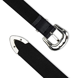 OVOY Western-Belts Women-Leather-Belt Vintage Waist-Belt with Buckle for Ladies Jeans Dresses (Black, Fit for waist 30"-39")