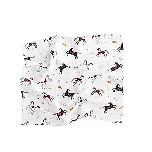 Red Rover Kids Cotton Muslin Swaddle - 47”x 47”- 100% Cotton – Machine Washable – Softer with Every Wash – Playful Designs -Soft, Breathable & Lightweight – Unisex (Howdy Horse)