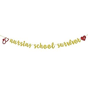 Nursing School Survivor Banner, Congrats Nurse/RN Grad Party Decor Party Decorations Supplies