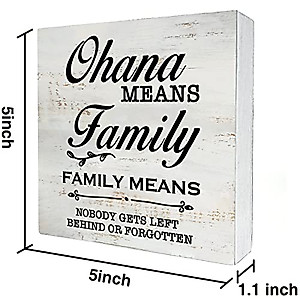 Rustic Family Wood Box Sign Funny Ohana Means Family Family Means Nobody Gets Left Behind or Forgotten Wooden Box Sign Home Desk Shelf Decor (5 X 5 Inch)