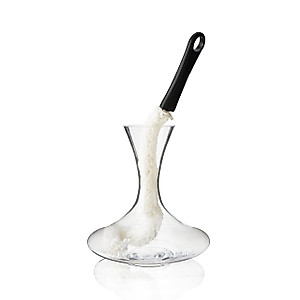 True Wine Decanter Drying Stand and Holder Essential Accessory Glassware Rack for a Spot-Free Finish, Rubber Coating Protects Glass, Chrome Plated Iron, Silver