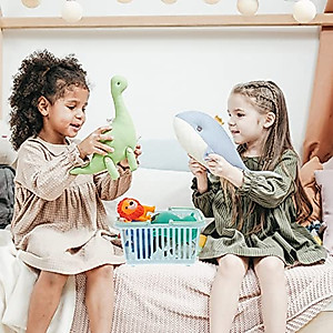 Toddmomy 3pcs Small Plastic Baskets Portable Shower Basket Grocery Baskets With Handles Plastic Beach Tote Small Basket with Handle for Organizing, Bathroom Kitchen Dorm Room Bedroom（Sky-blue）