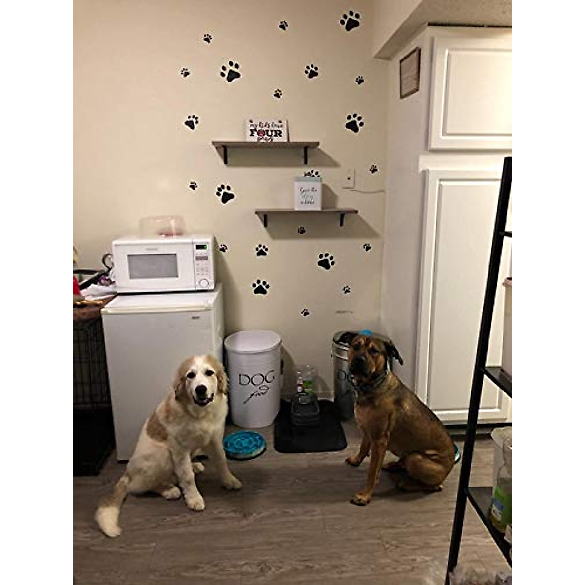 SITAKE 76 Pcs Dog Decor Stickers, 40 Pcs Dog Paw Print Stickers and 36 Pcs Dog Bones Stickers, Dog Decorations Wall Floor Windows Decal Stickers for Room, Teen Girl’s and Boy’s Room