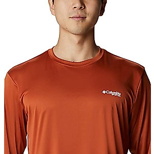 Columbia Men’s PFG Terminal Tackle Destination Long Sleeve, Sun Protection, Red Spark/Georgia, Large