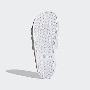 adidas Women's Adilette Comfort Slides Sandal, Cloud White/Orange/Yellow, 7