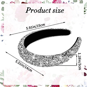 Sibba Rhinestone Headband Padded Hairbands Hair Hoops Accessories Crystal Beaded Jeweled Sparkle Wide Band Handmade Sequin Embellished Headpiece Headwear Easter Party for Women