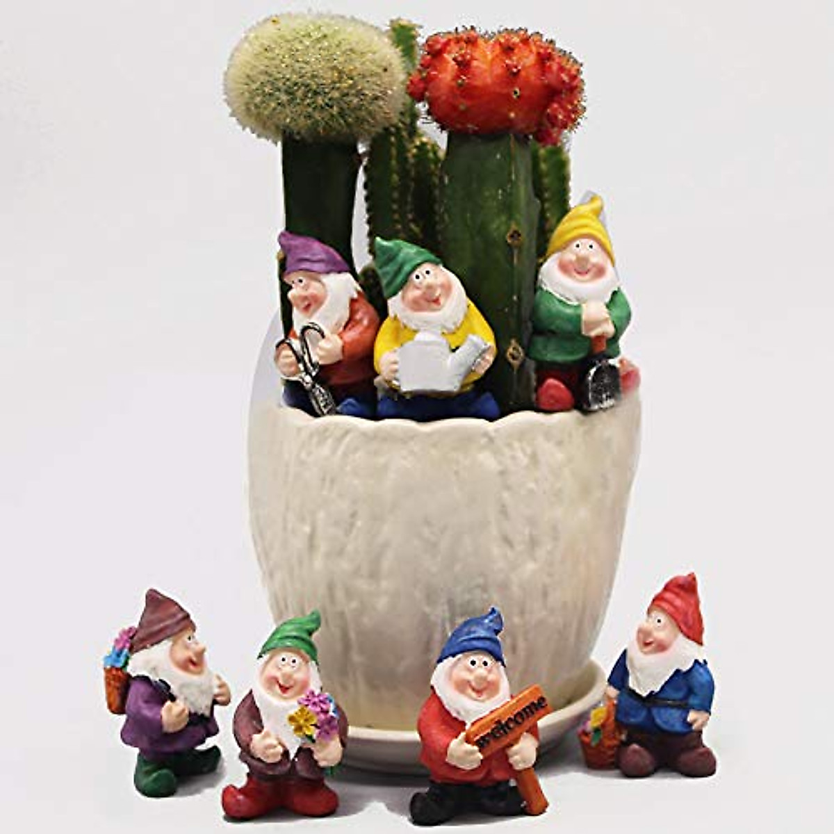 MAOMIA Miniature Gnome Figurines 6 Pcs Fairy Garden Gnome Statues Micro Landscape Decoration Plant Flower Pots Ornaments(Random 6