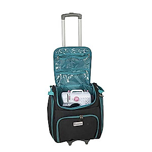 Handy Sandy Crafter’s Craft Tote Bag Organizer, Black- Storage Bag for Craft Supply, Sewing & Scrapbooking Carrier w/Handle and Wheels for Organization for School, Supplies, Tools, Medical, Office