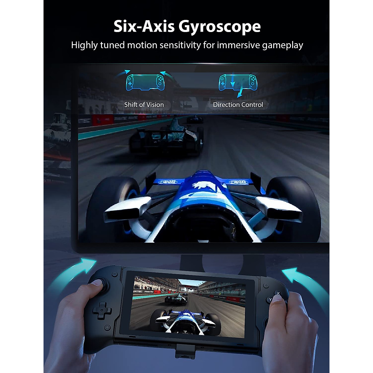 NexiGo Gripcon, Enhanced Switch/Switch OLED Controller for Handheld Mode, Ergonomic Controller for Nintendo Switch OLED with 6-Axis Gyro, Mapping Function, Black