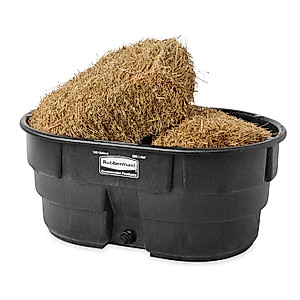 Rubbermaid Commercial Products Stock Tank, 150-Gallons, Structural Foam, Heavy Duty Black Container for use with Animal/Cattle Feed and Water, Outdoor Homemade Pool/Hot Tub/Bathtub and Pet Cleaning