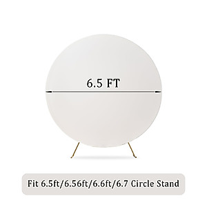 6.5ft Ivory Round Backdrop Cover Suitable for 6.5ft 6.56ft 6.6ft Circle Stand, Pure Ivory Spandex Wrinkle Free Birthday Party Wedding Photography Circle Backdrop Cover Arch Background