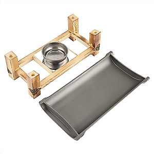 Grill Plate Non Stick Barbecue Plate Picnic Pan Cookware With Portable Stove Aluminum and Wooden Frame BBQ Griddle for Home or Hotel(30 cm)