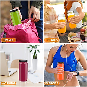 HINGWAH 16 OZ Glass Juice Bottles, Set of 12 Glass Drinking Bottles with Lids, Clear Glass Juice Jars, Reusable Juice Storage Containers for Juicing, Milk, Smoothies, Tea, Kombucha, Homemade Beverages