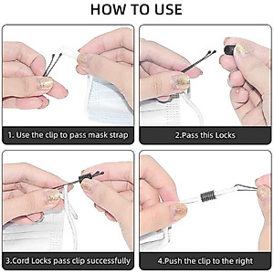 OCEANTREE Cord Locks for Mask, Elastic Adjuster Silicone Cord Stopper No Slip Earloop Toggles for Drawstring Buckle Clasp