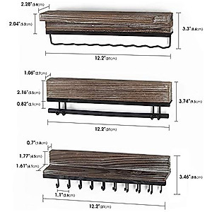JACKCUBE DESIGN 3 PCS Hanging Wall Mounted Jewelry Organizer (Rustic Wood) - For Accessory Earrings, Bracelet, Bow, Headband- MK591A