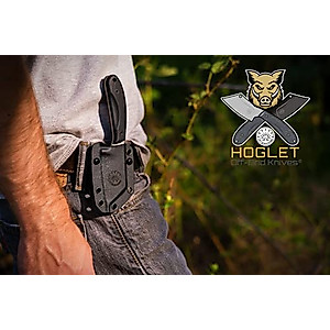 Off-Grid Knives - HOGLET EDC Fixed Blade Knife, Blackwash Blade, G10 Scales & Kydex Sheath with Scout Carry and Vertical Carry Belt Clip, Camping, Hunting, Hiking, Camp Kitchen (Blackout)