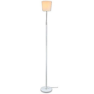 LIGHTACCENTS Adjustable White Floor Lamp with Chrome Adjustable Gooseneck Head Lamp and White Fabric Drum Lamp Shade - Flexible Reading Floor Lamp - (White)