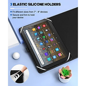 MoKo Universal Keyboard Case for 7", 7.9", 8" iPad Mini/Samsung Galaxy Tab A/Huawei Tablet, Lightweight Tablet Cover with Removable Wireless Bluetooth Keyboard, Black