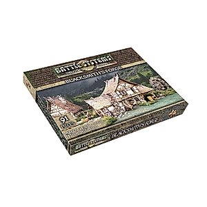 Battle Systems – Modular Fantasy Scenery – Perfect for Roleplaying and Wargames - Multi Level Tabletop Terrain for 28mm Miniatures – Colour Printed Model Diorama – DND Warhammer (Blacksmith's Forge)