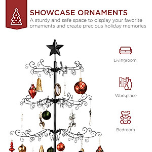 Best Choice Products 6ft Wrought Iron Ornament Display Christmas Tree w/Easy Assembly and Stand - Black