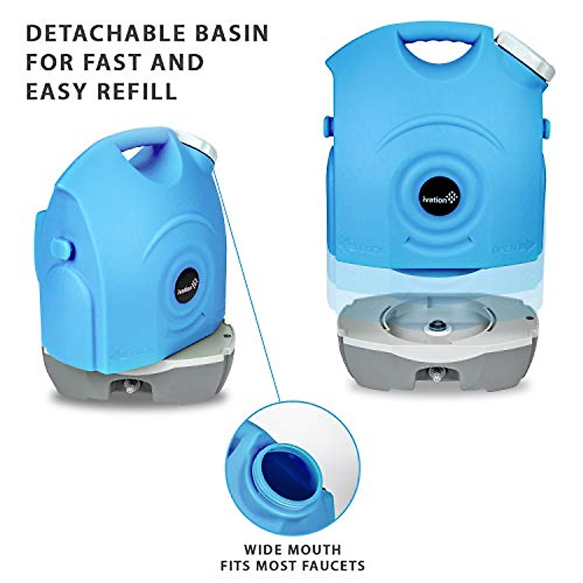 Ivation Multipurpose Portable Spray Washer w/Water Tank – Built in Rechargeable 2200 mAh Lithium Battery and 12v Car Plug - Metal Trigger Guns, Shower & Brush Heads and Flexible Hose