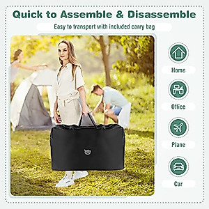 BABY JOY Bassinet Bedside Sleeper, Easy Folding Baby Crib w/All-Side Mesh, Storage Shelf, 7 Adjustable Heights, Mattress & Travel Bag for Safe Co-Sleeping, Portable Baby Bed for Newborn Infant -Black