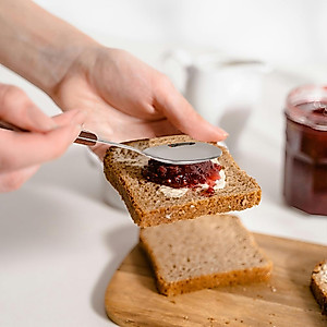 4-Piece Serving Spoons Set - Includes 2 Serving Spoons and 2 Slotted Spoons, 18/8(304) Stainless Steel Buffet Serving Utensils,Stainless Steel Wooden Serving Utensil