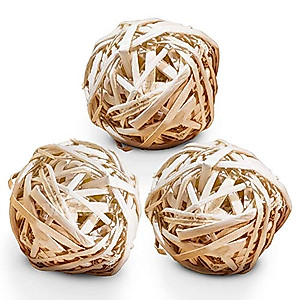 Meric Rattan Foraging Balls, Thick, Sturdy Toys, Improves Foot Coordination and Strength, Unleash Your Amazon’s Interest, Engages Parrots’ Wild Instincts, Busts Boredom and Stress, 3 pcs