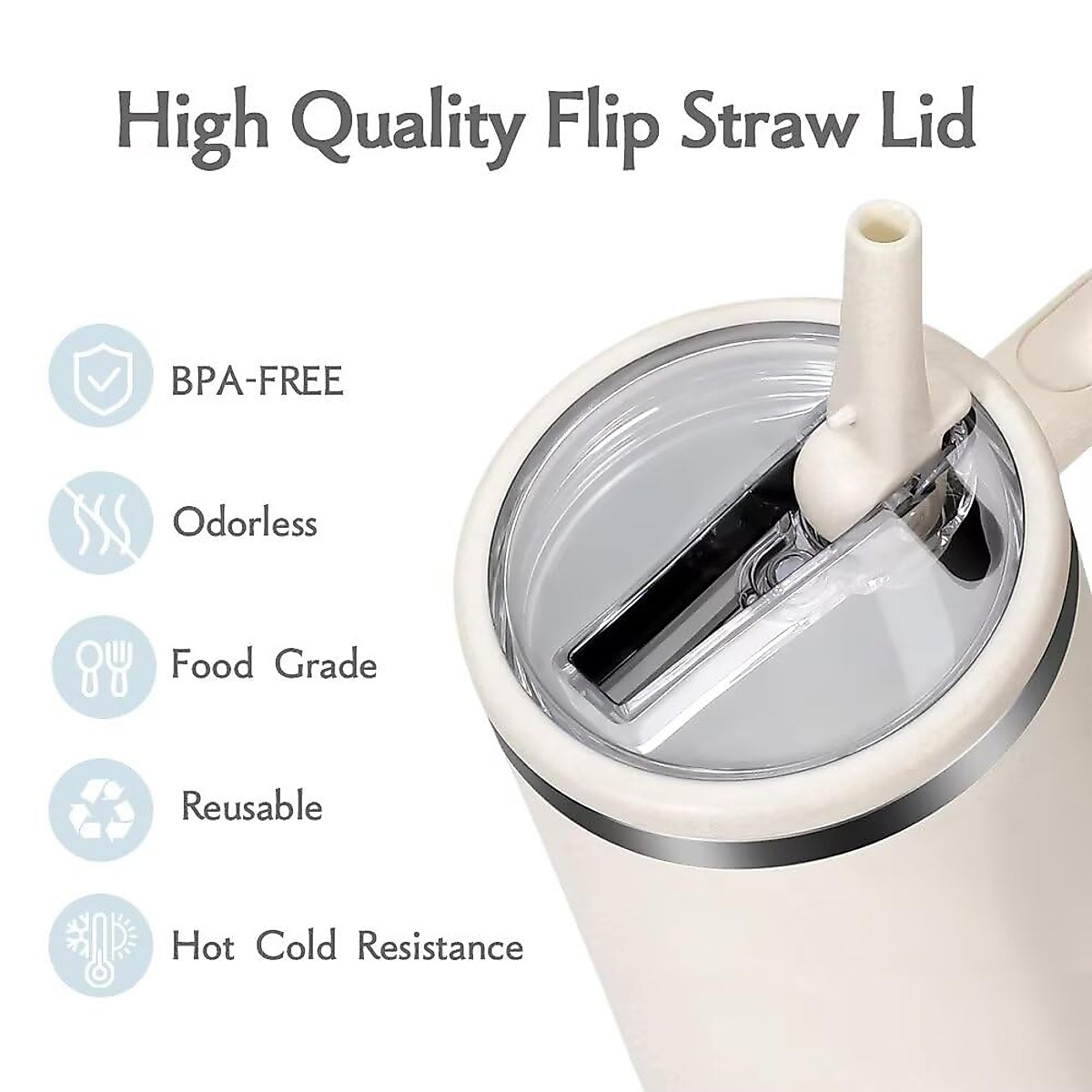 2 Pack 40 oz Tumbler Flip Straw Lid Replacement fit for Stanley Quencher, Spill Proof Splash Resistant Tumbler Lids,Reusable Leak Proof Tumbler Cover for Stanley Cup Accessories