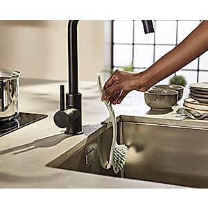 Joseph Joseph Edge Dish Brush with Integrated Sink Rest, Light Stone/Sage