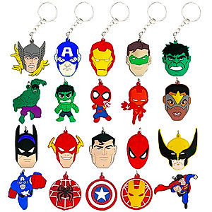 jkacfku 20pcs Key chain Key Tags Goodie Bag Stuffer Christmas Gift Hero Holiday Charms for children